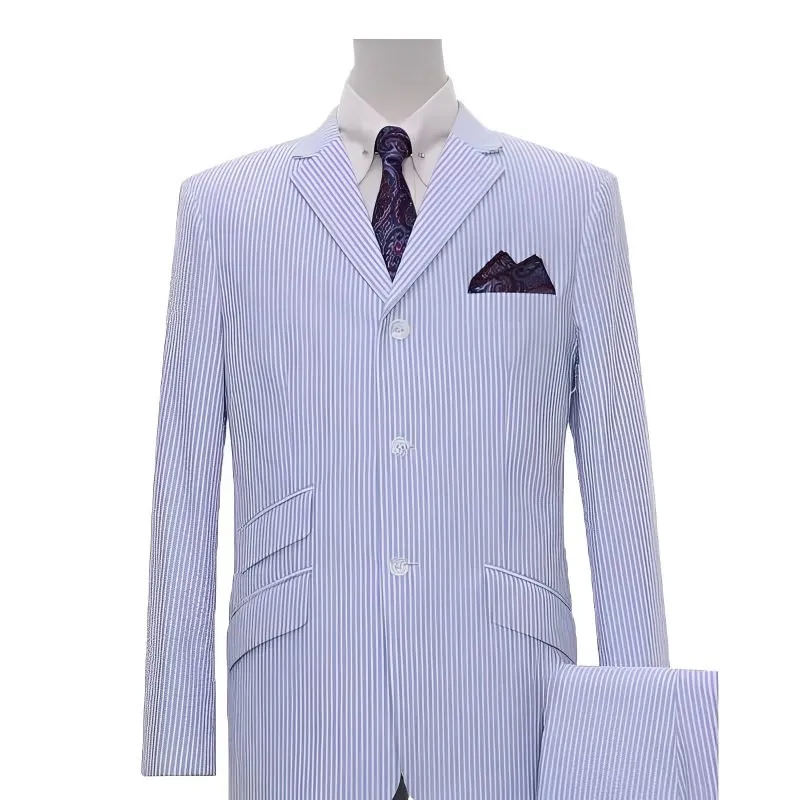 Seersucker 3-Button Mod Suit – Light and Stylish Suit for Warm Weather