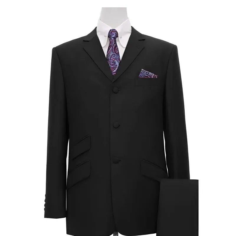 Vintage Black Mod Suit – Stylish 60s Mod Suit for Men