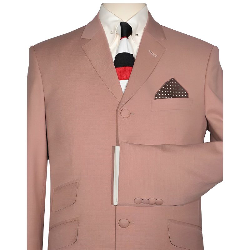 60s Style Salmon Pink Mod Suit – Retro Mod Suit for Men