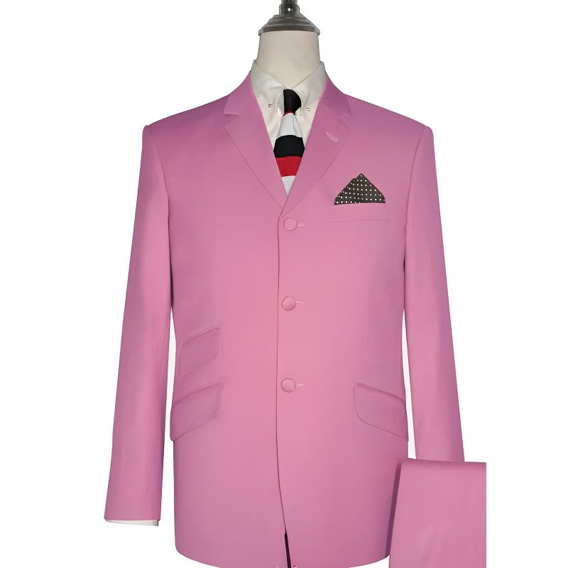 Hot Pink Mod Suit – 60s Vintage Style Bold Slim Fit Suit for Men ...